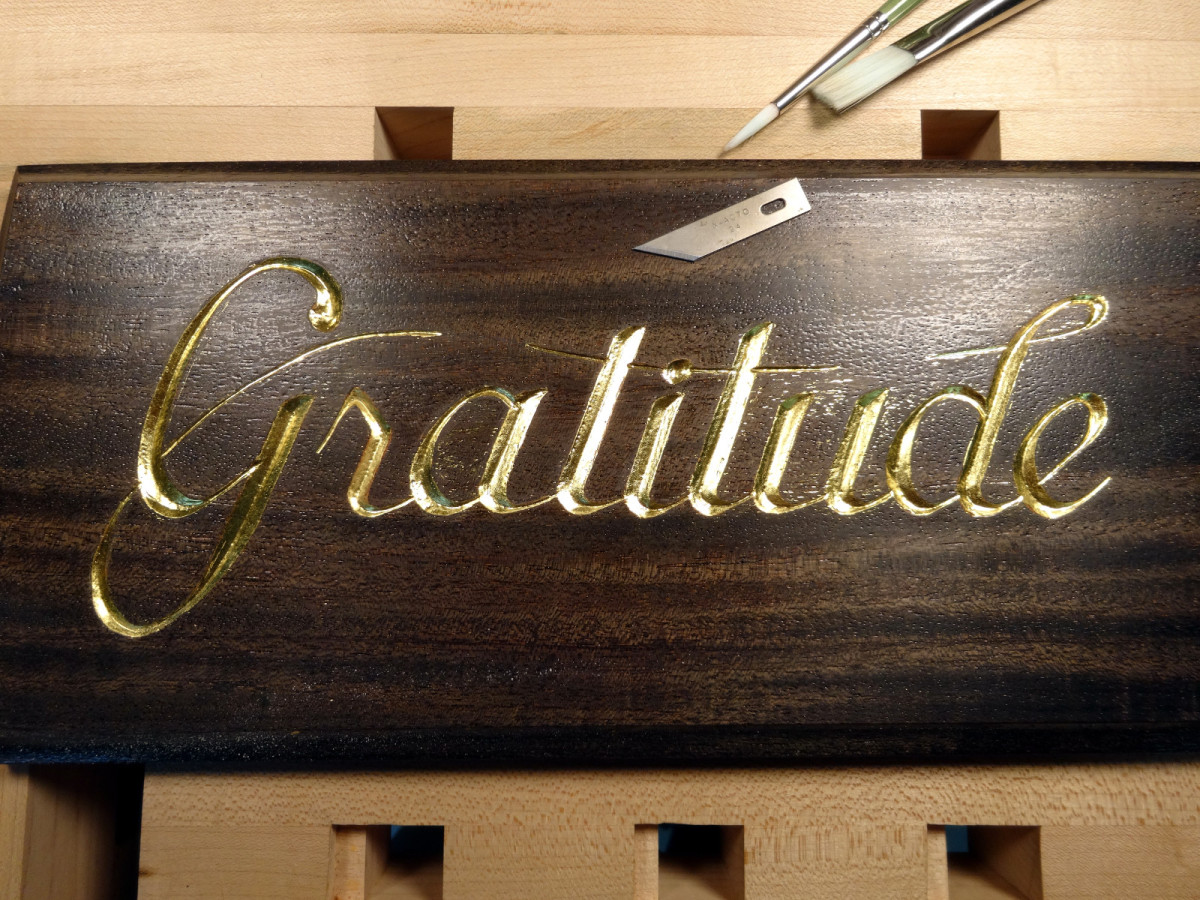 Hand carved Sign – “Gratitude”